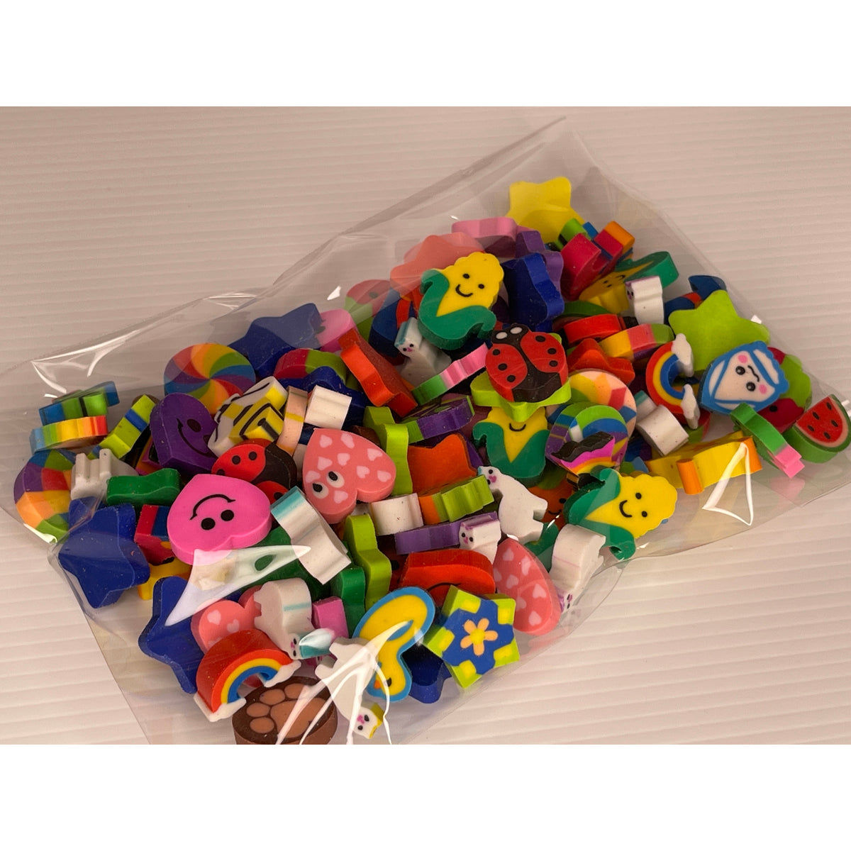100 Mini Assorted Erasers Mixed Pack