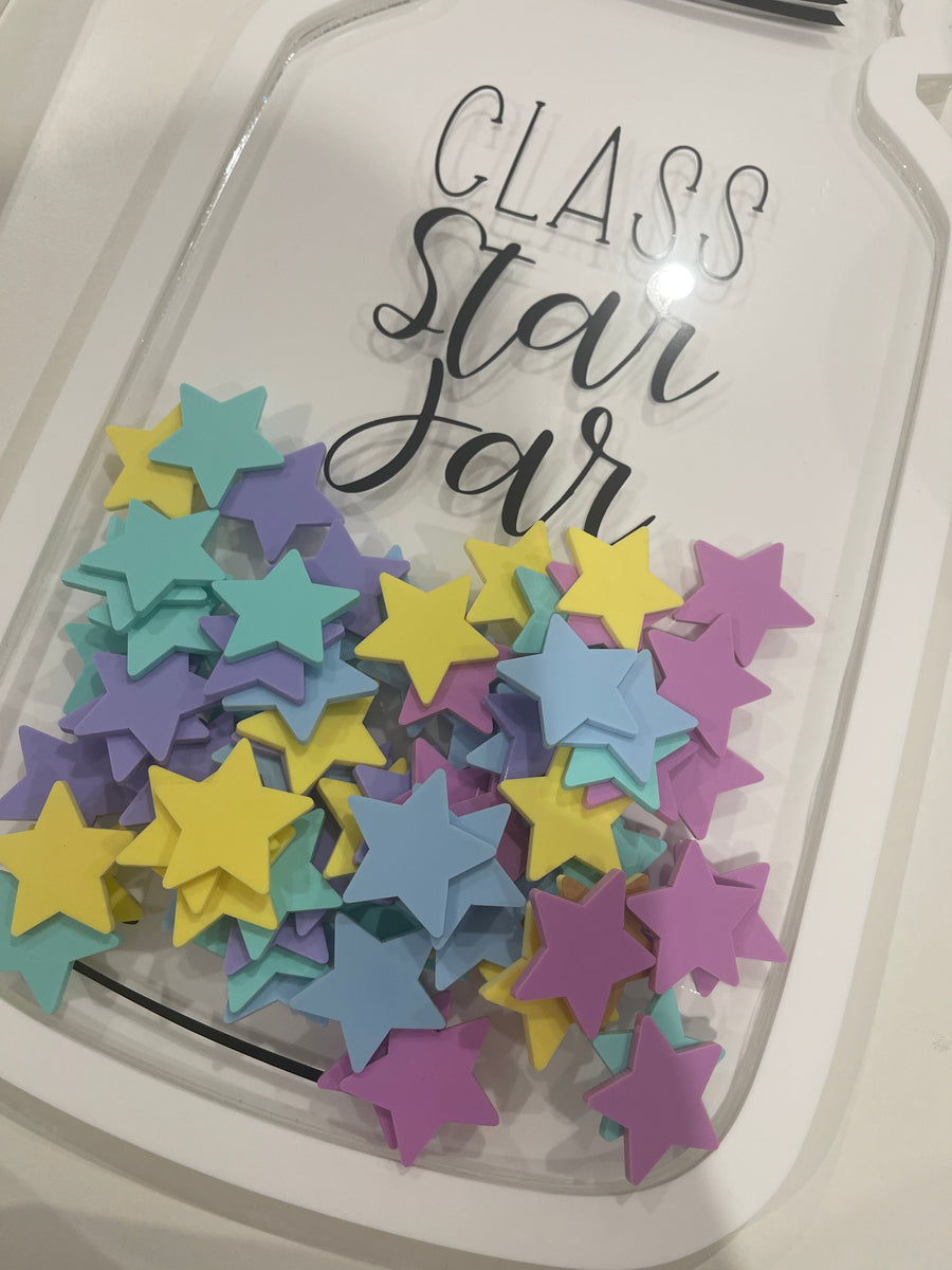 MEDIUM ALL NEW!!! WHITE Class Star Jar with 50 Pastel Stars