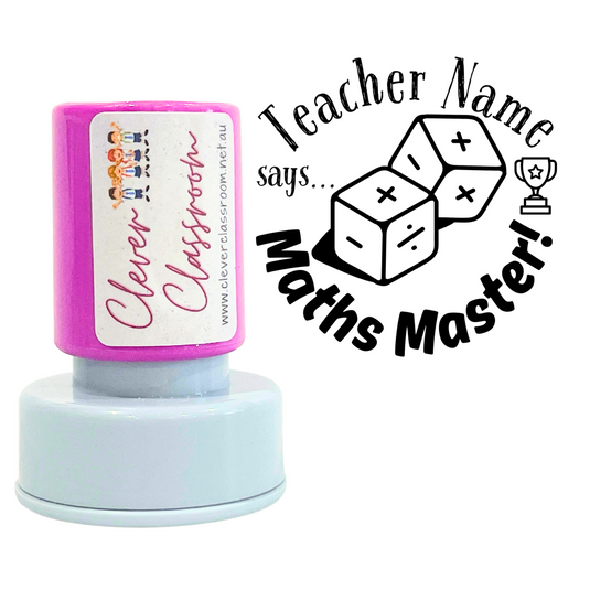 Maths Master Personalised Teacher Stamp 30mm round – Clever Classroom