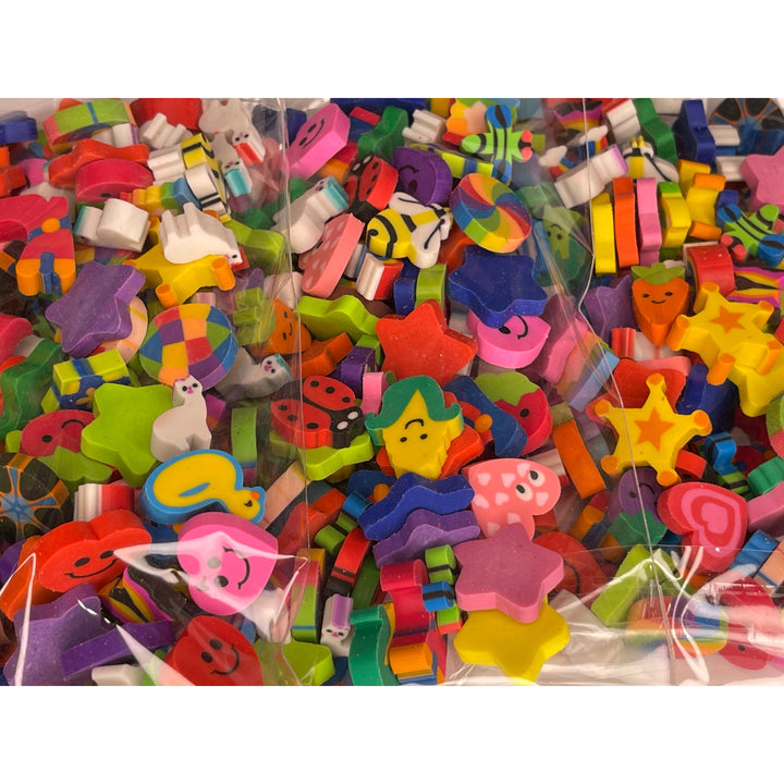 100 Mini Assorted Erasers Mixed Pack