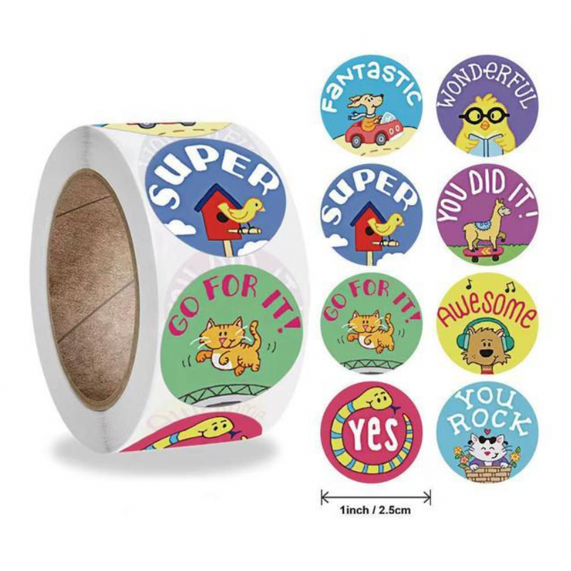 Fantastic Award Stickers 500 on a roll - Colourful Teacher Merit S...