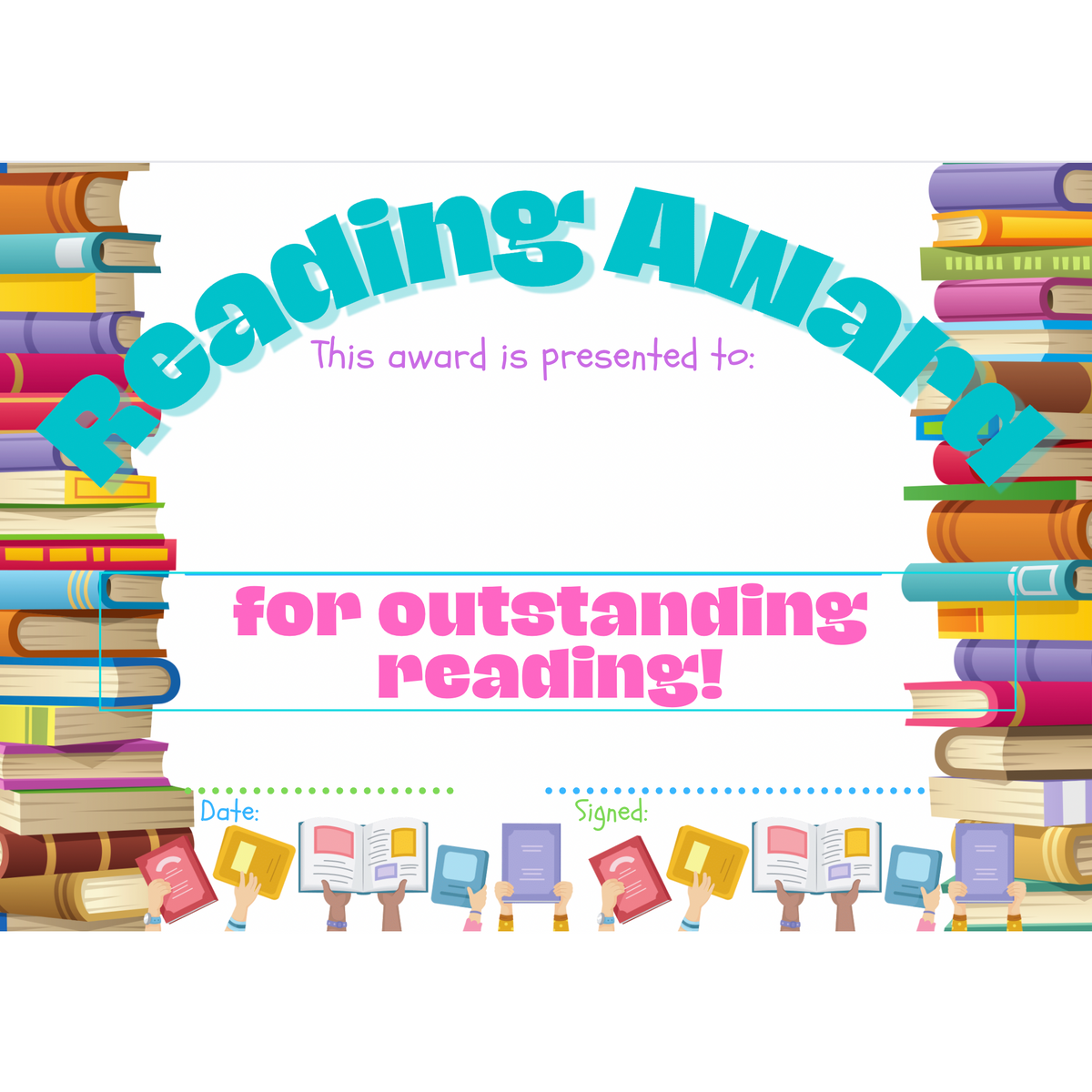 25 "Reading Award" Student Award Certificates