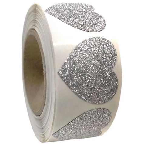 *HEARTS Silver Glitter Stickers 300 on a roll - Colourful Teacher ...