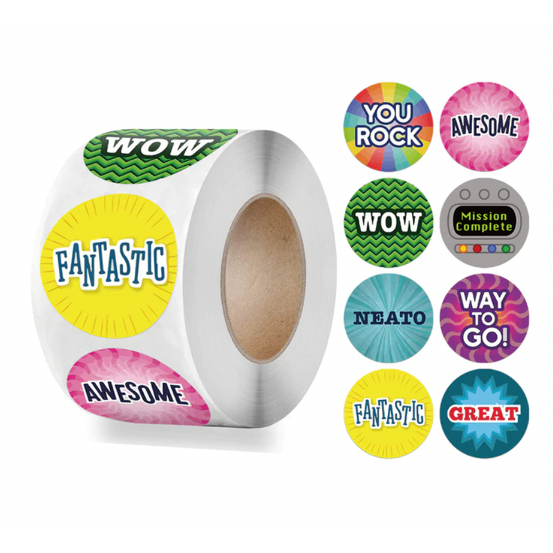 You Rock Award Stickers 500 on a roll - Colourful Teacher Merit St...