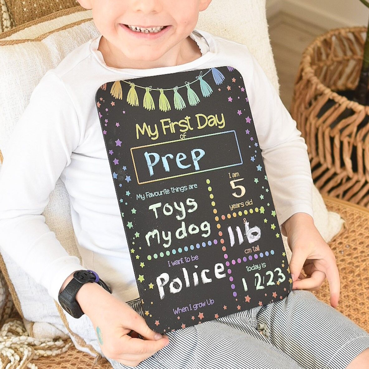 NEW DESIGN! Black Board Stars First Day of School Photo Prop