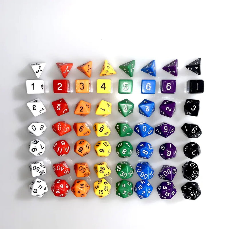 Multi-sided set of Dice - Pack of 7 dice 4-20 sided