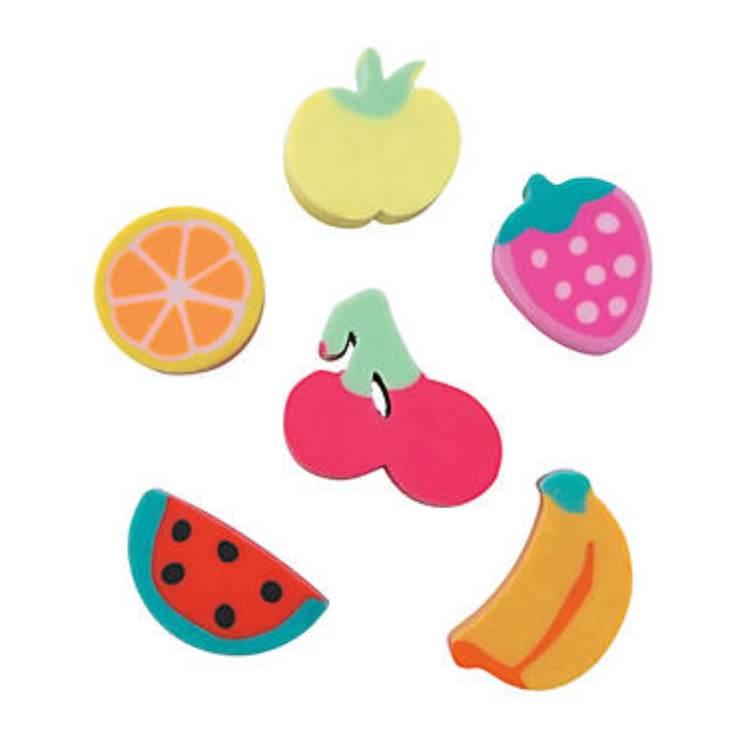 NEW! 100 Mini Fruit Erasers Mixed Pack