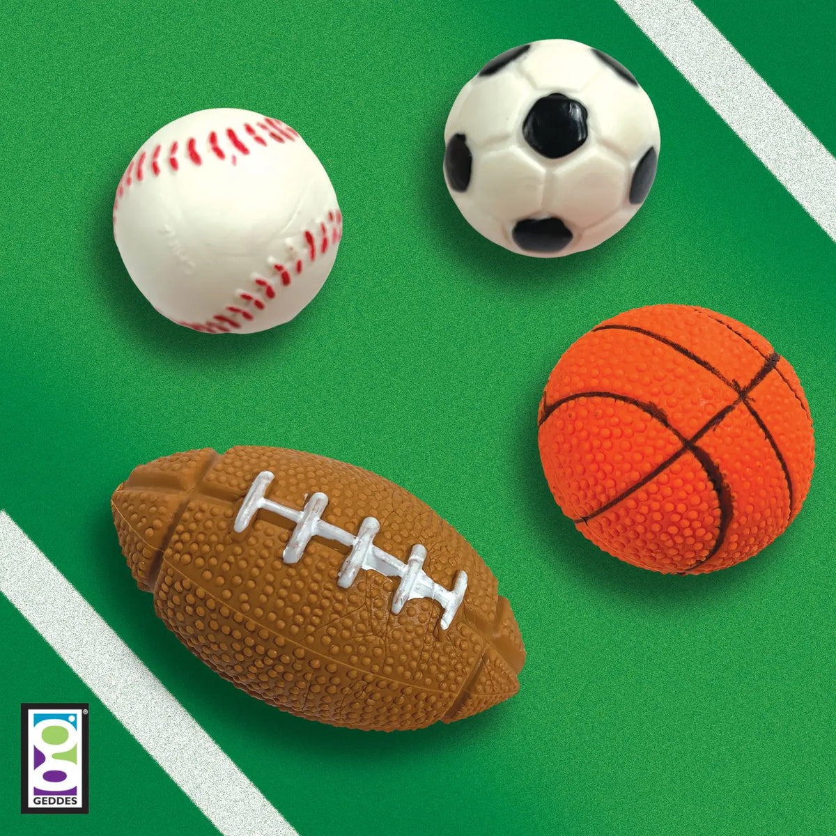 12 x Mini Sports Balls Erasers